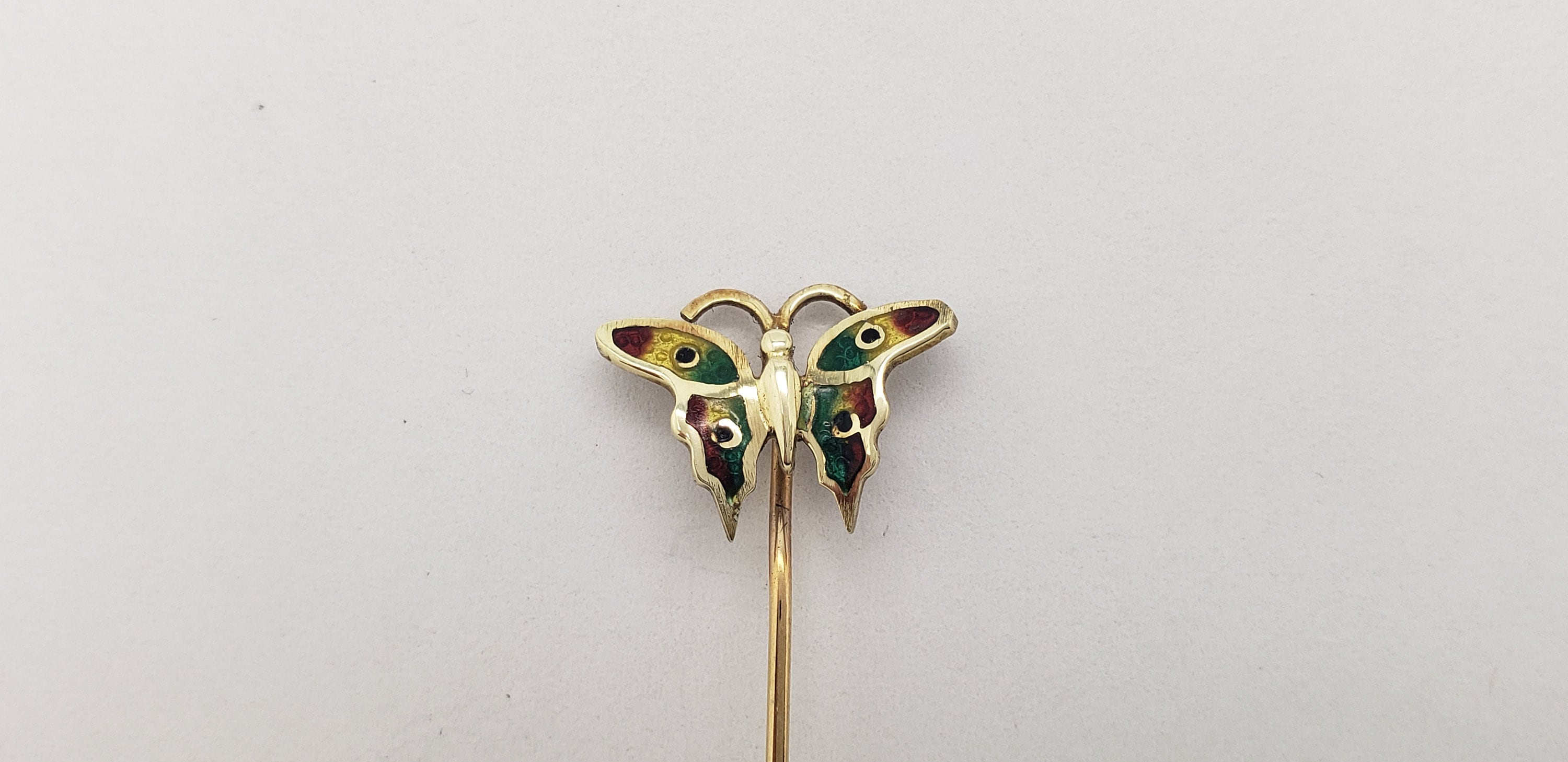 Vintage 14K Solid Gold Inlaid Enamel Rainbow Butterfly Ladies Scarf ...