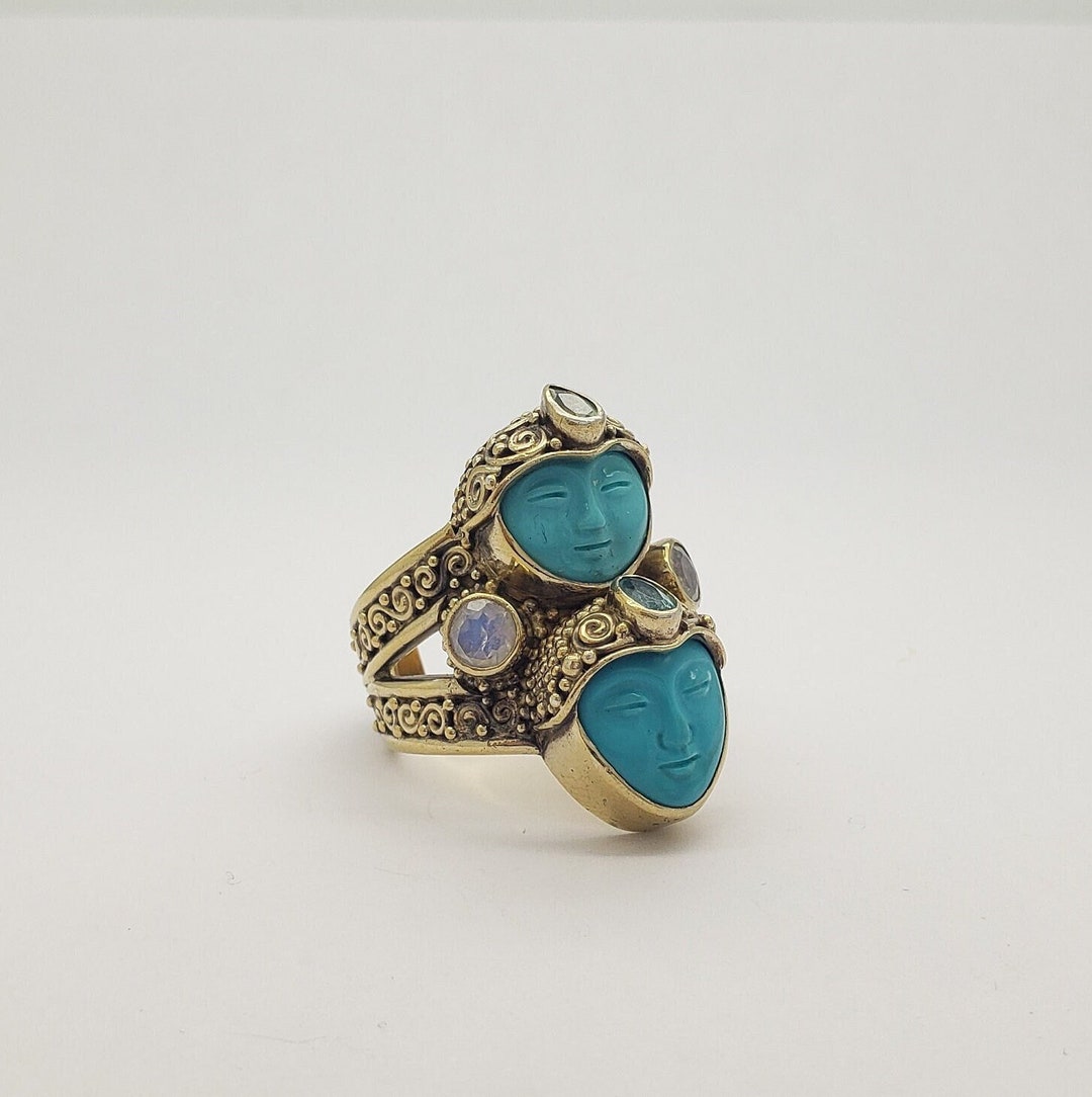 Vintage SAJEN Carved Bali Goddess Face Gold Vermeil Solid Sterling ...