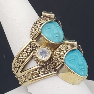 Vintage SAJEN Carved Bali Goddess Face Gold Vermeil Solid Sterling ...