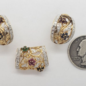 Vintage ROSS SIMONS Gold-plated Solid Sterling Silver Genuine Emerald ...