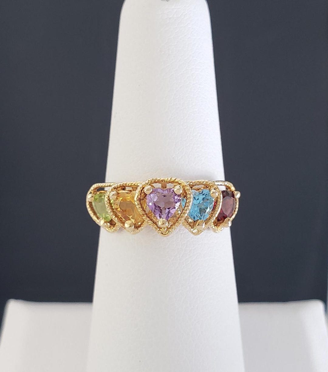 Vintage CLYDE DUNEIER Inc. CID 10K Solid Gold Genuine Rainbow Gemstone ...