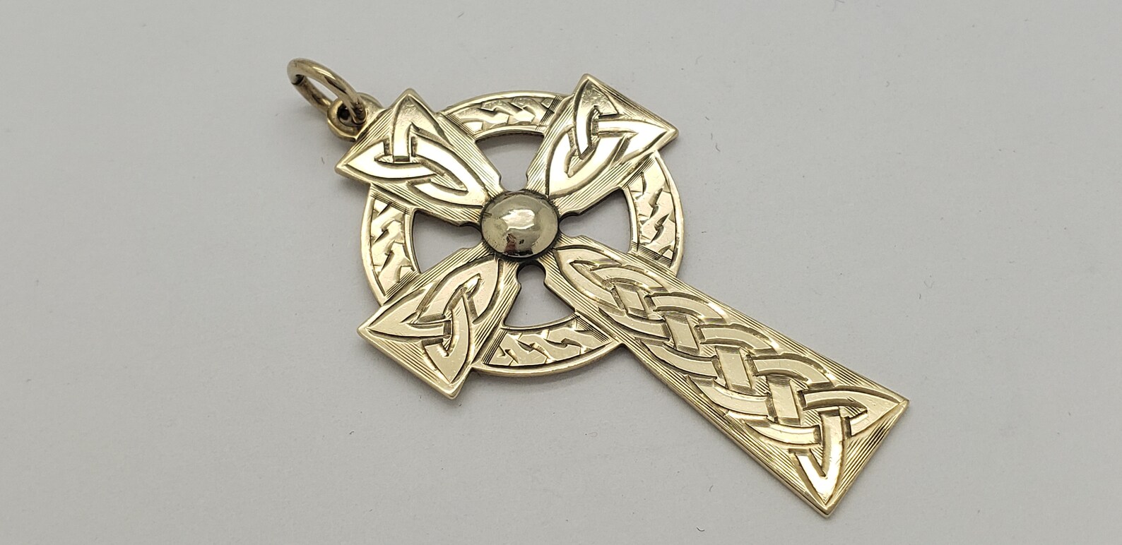 Estate 9K Solid Gold Irish Celtic Cross Pendant 1-15/16" Long X 1" Wide ...