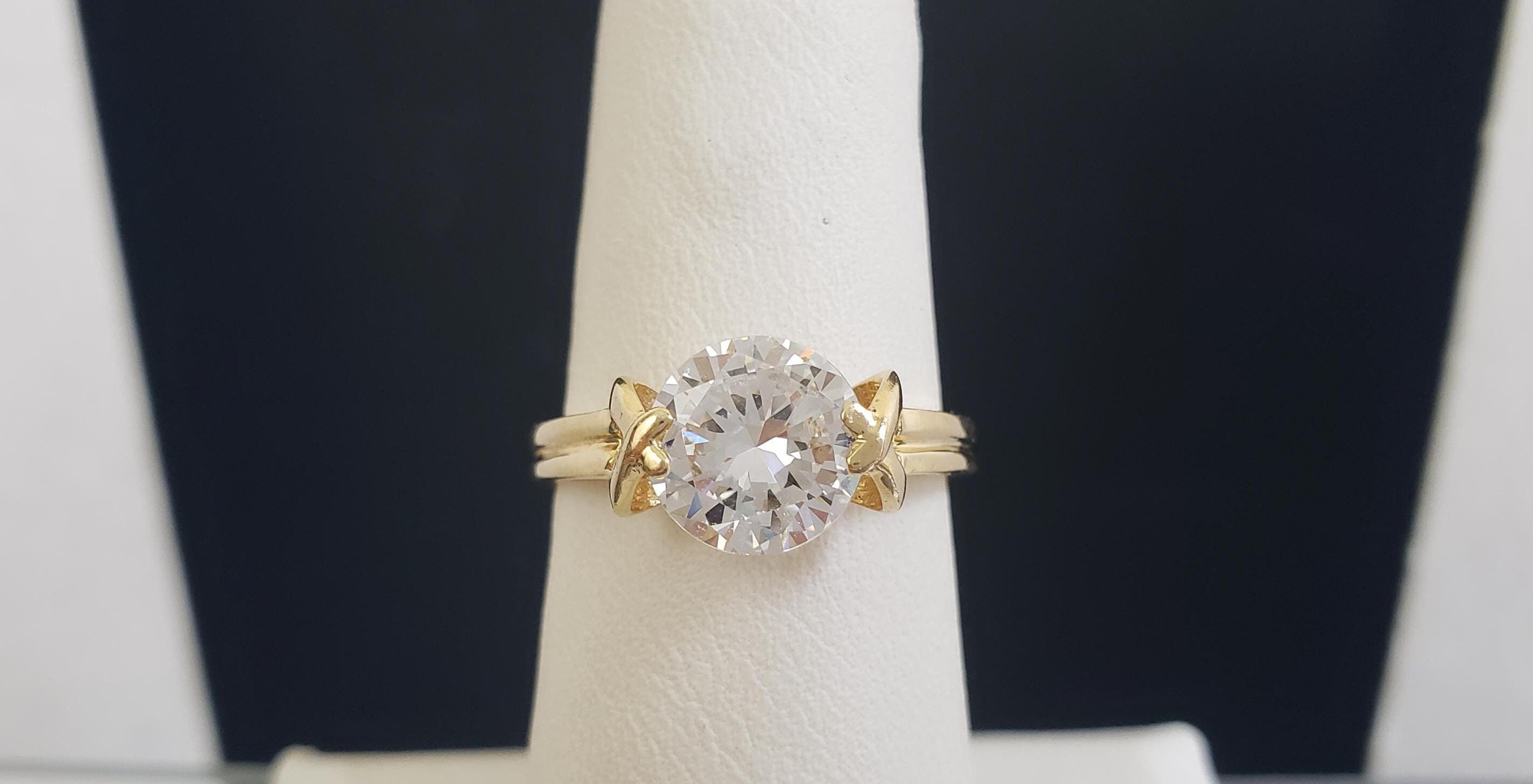 Diamonique 14k Ring - Etsy Diamonique 14k Ring - Etsy