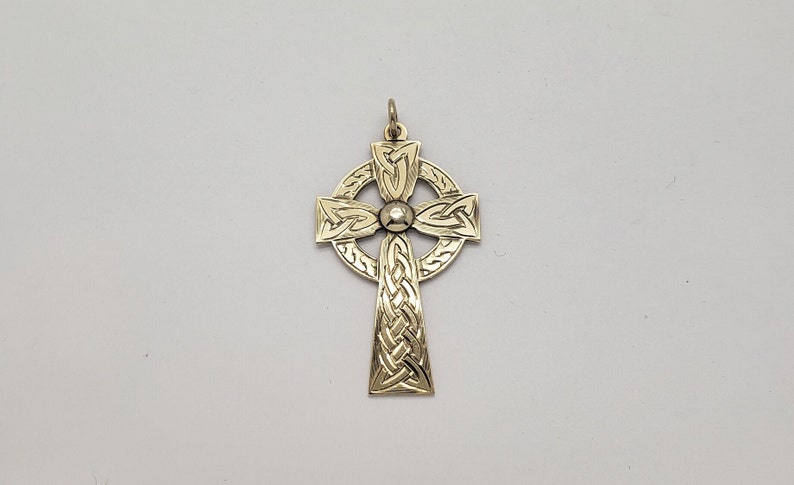 Estate 9K Solid Gold Irish Celtic Cross Pendant 1-15/16" Long X 1" Wide ...
