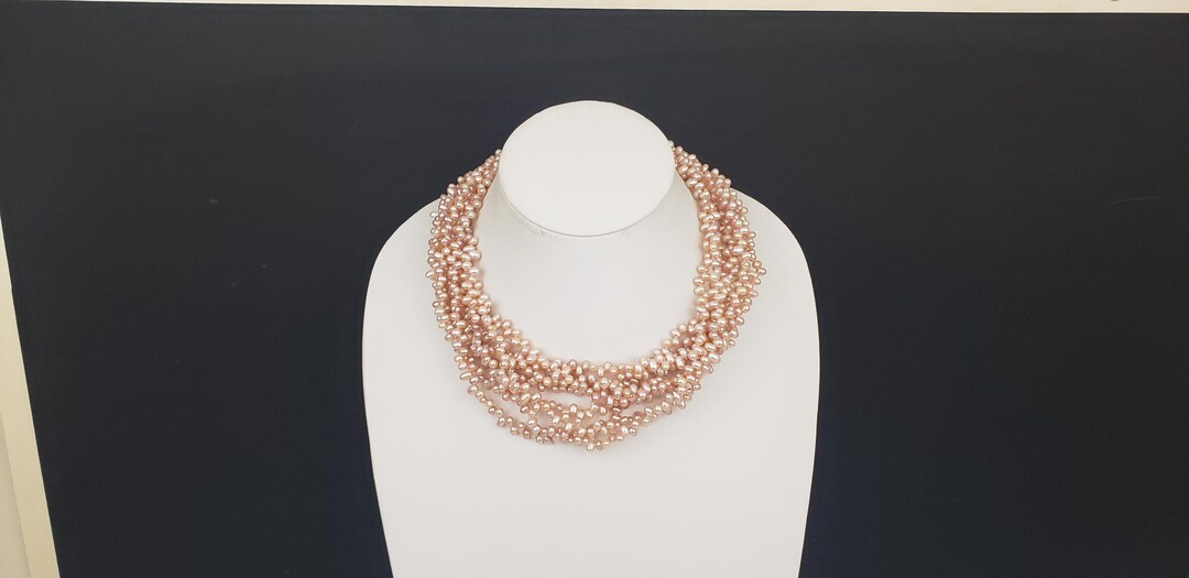 ROSS SIMONS Genuine Blush Pink Baroque Pearl Multi-strand Collar Length ...