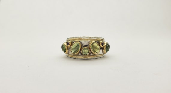 Vintage Solid Sterling Silver w/Gold Vermeil Setting … - Gem