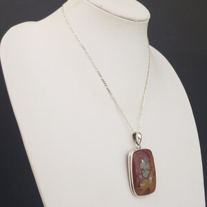 Vintage Large Rectangle Jasper Solid Sterling Silver Pendant 2-9/16 ...