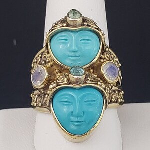 Vintage SAJEN Carved Bali Goddess Face Gold Vermeil Solid Sterling ...