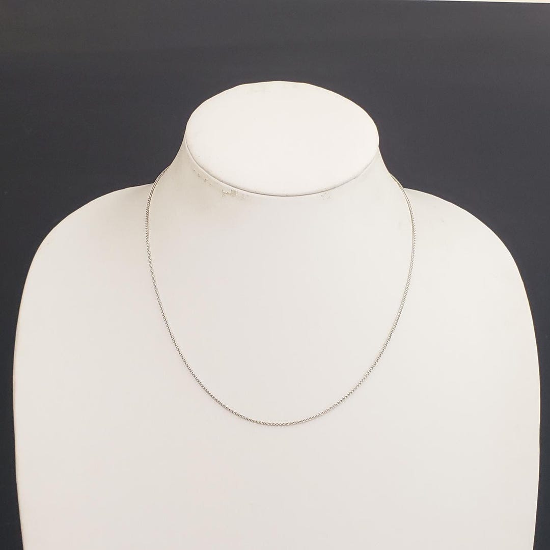 Estate 14K 585 Solid White Gold Spiga Wheat Link Chain Necklace 18 ...