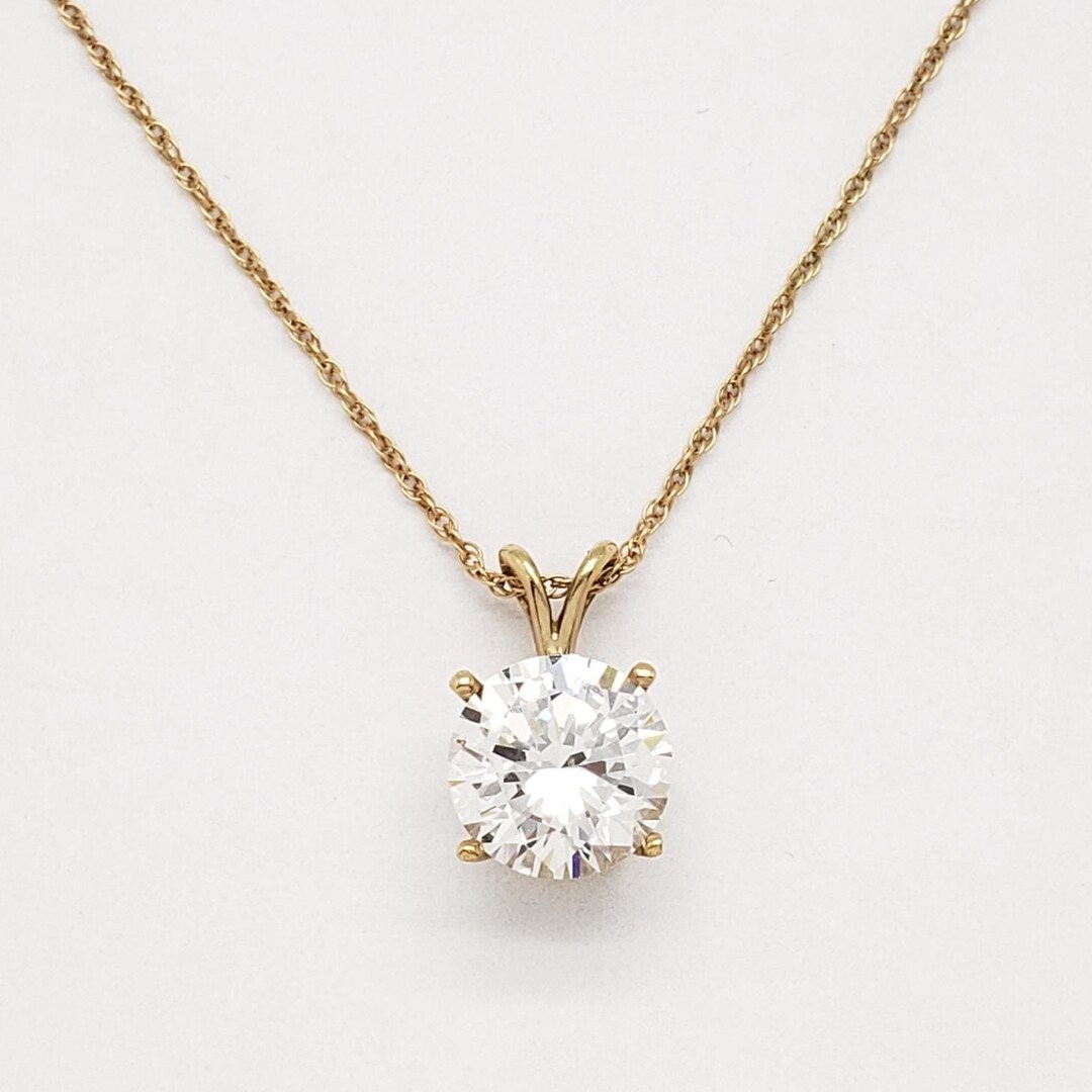 QVC DIAMONIQUE 14K Gold 9mm Cubic Zirconia Pendant on 14K Gold Prince ...