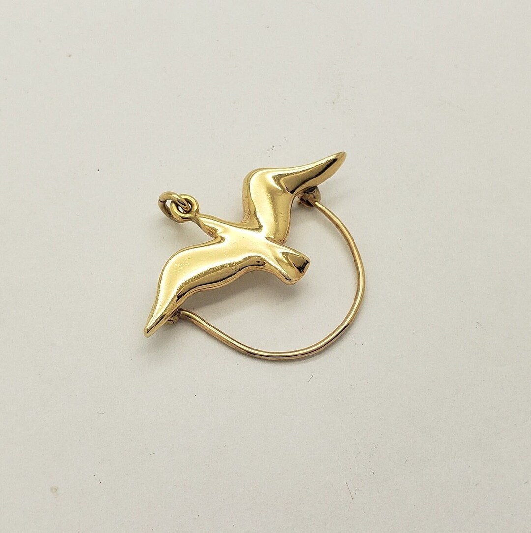 Vintage PARKER 14K Solid Gold Seagull Bird Charm Collector Pendant 1-3/ ...