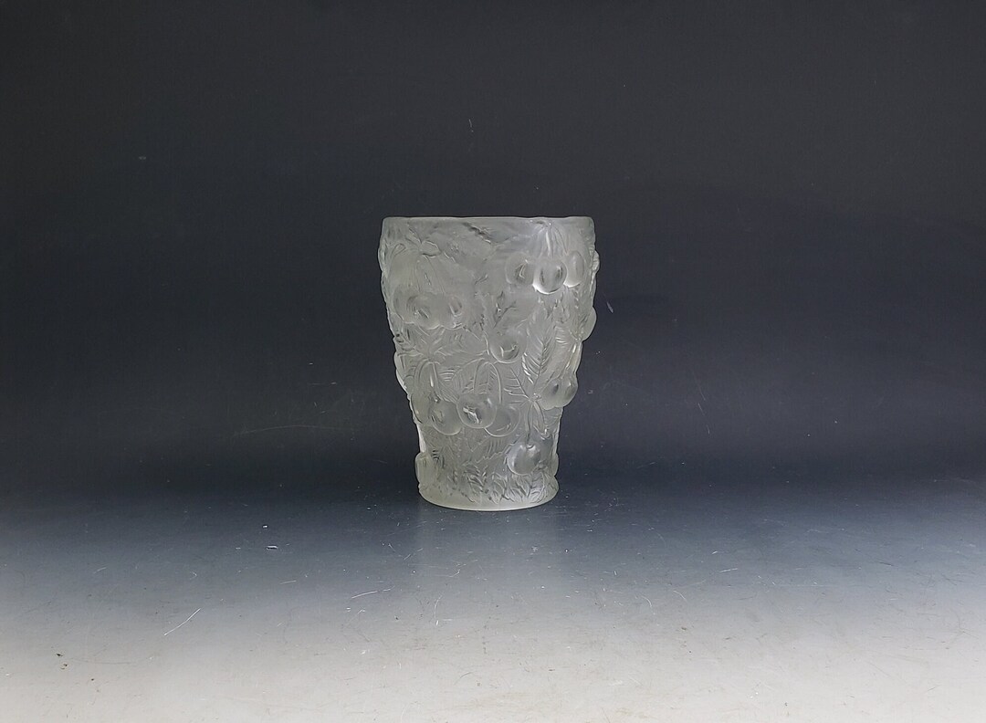 Antique JOSEF INWALD Barolac Frosted Cherry Czech Art Glass Vase 7 ...