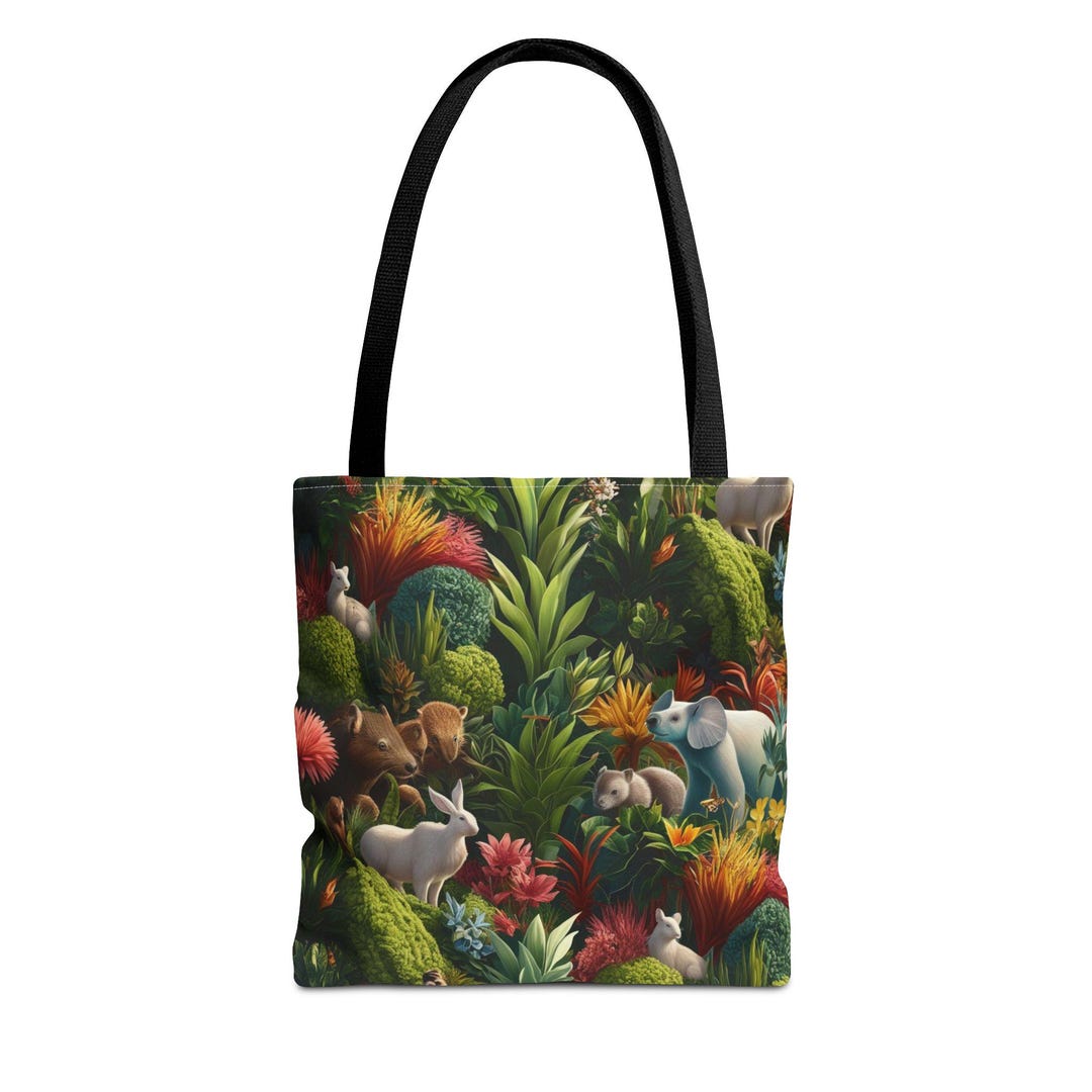 Jungle Animals Tote Bag - Eco-friendly Shopping Bag With Vibrant Flora ...
