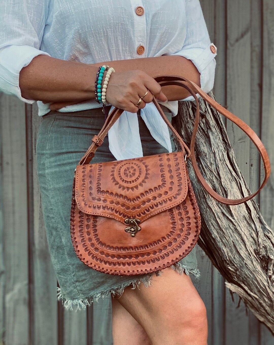 VINTAGE STYLE BAG Boho Bag Leather Vintage Bag Latch - Etsy