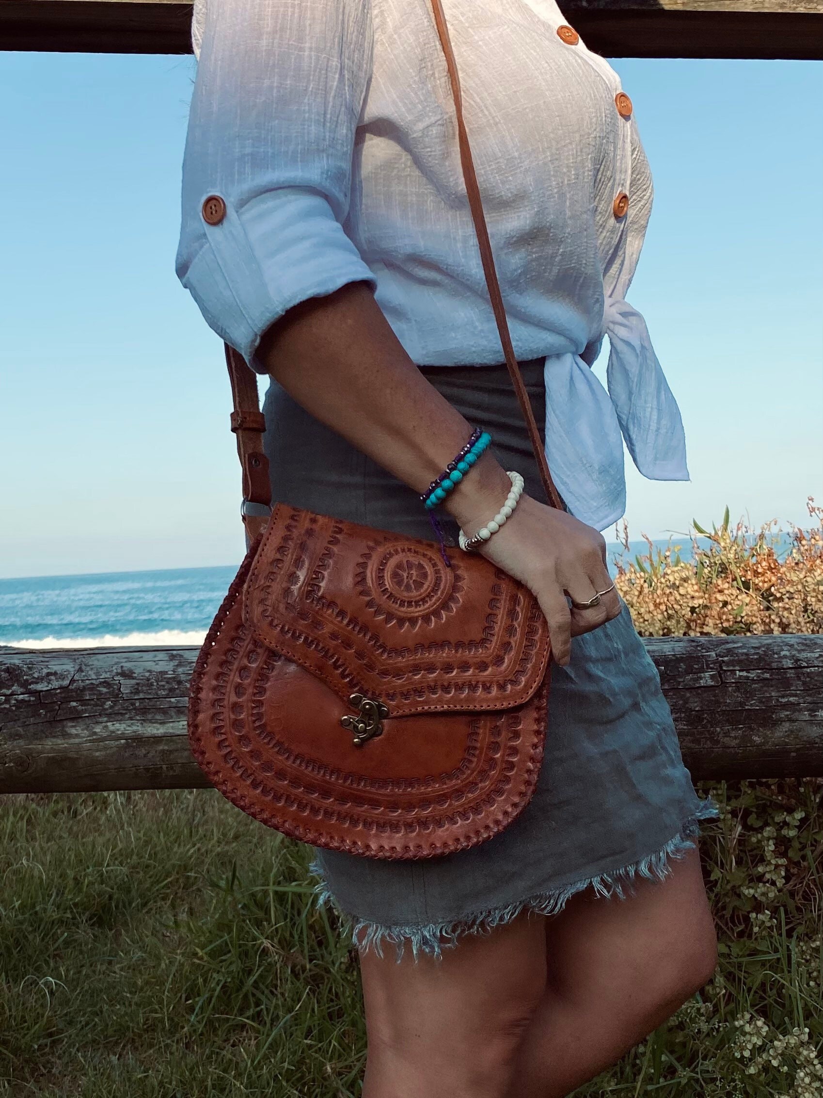 VINTAGE STYLE BAG Boho Bag Leather Vintage Bag Latch - Etsy