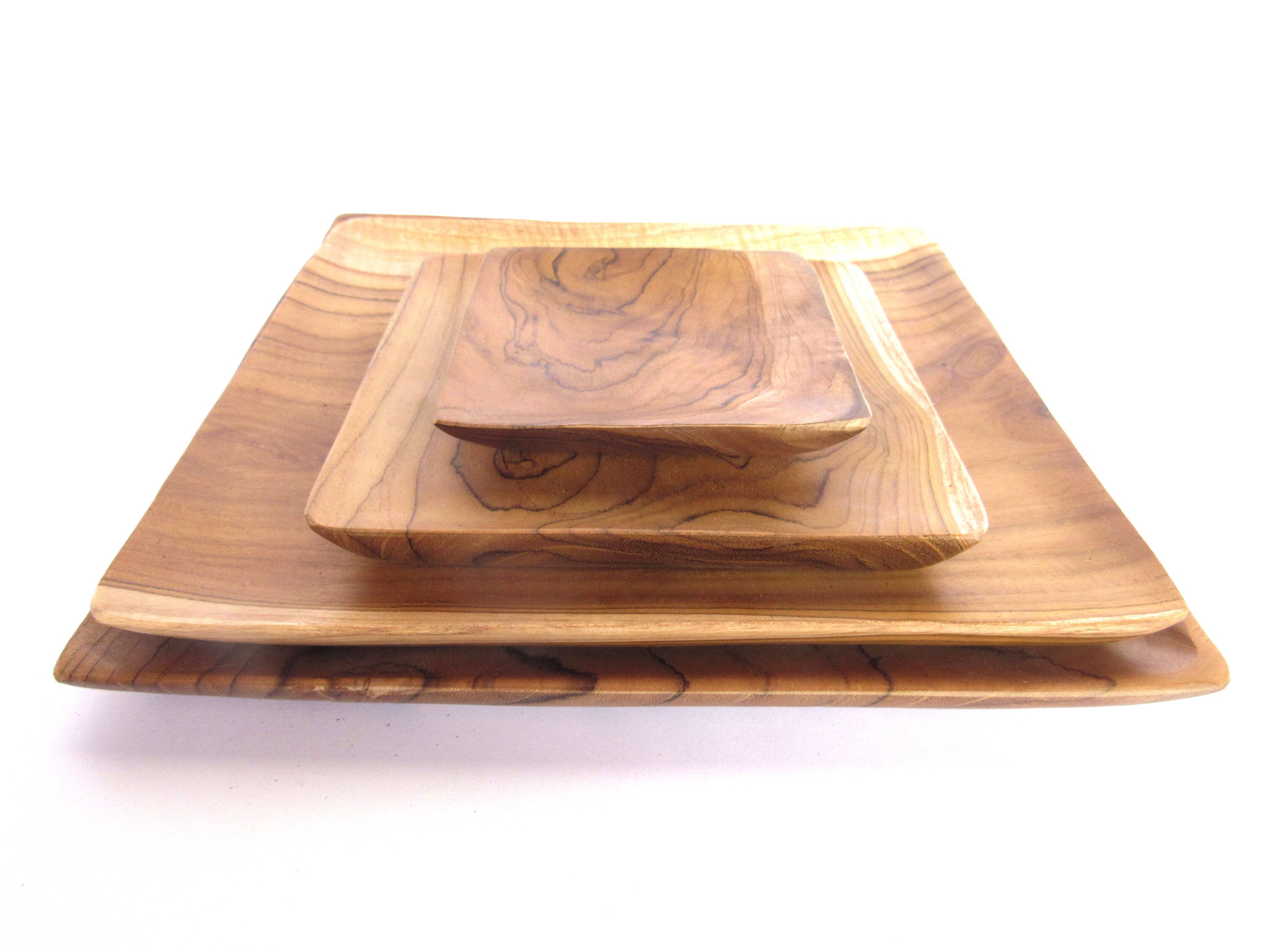 Dining & Serving Teak Wood Root 2 Square Wooden Plates Home & Living ...