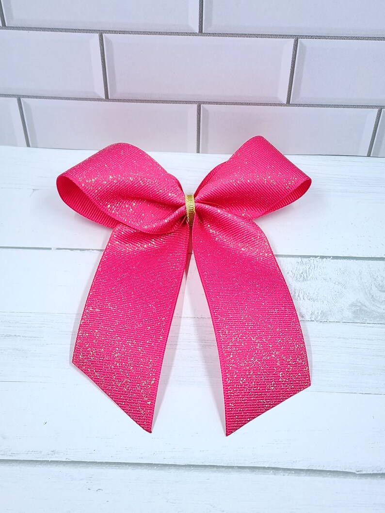 Hot Pink Glitter Bow With Gold Center - Etsy