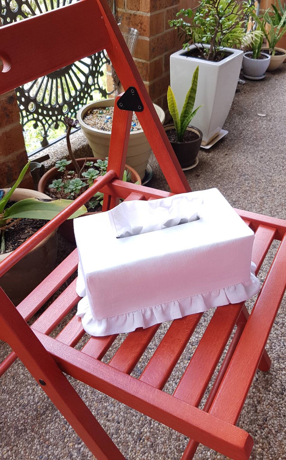 Linen Tissue Box Cover, Tissue Box Cover, Ruffled Tissue Box Cover ...