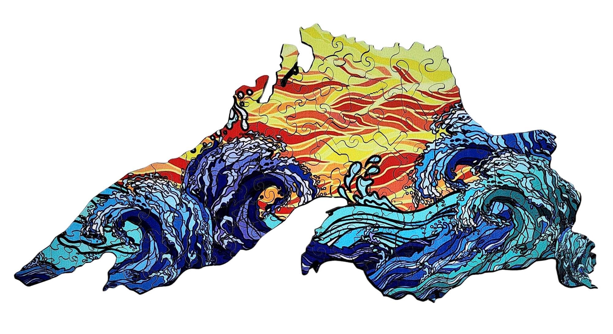 Lake Superior Shape Wood Puzzle - Etsy