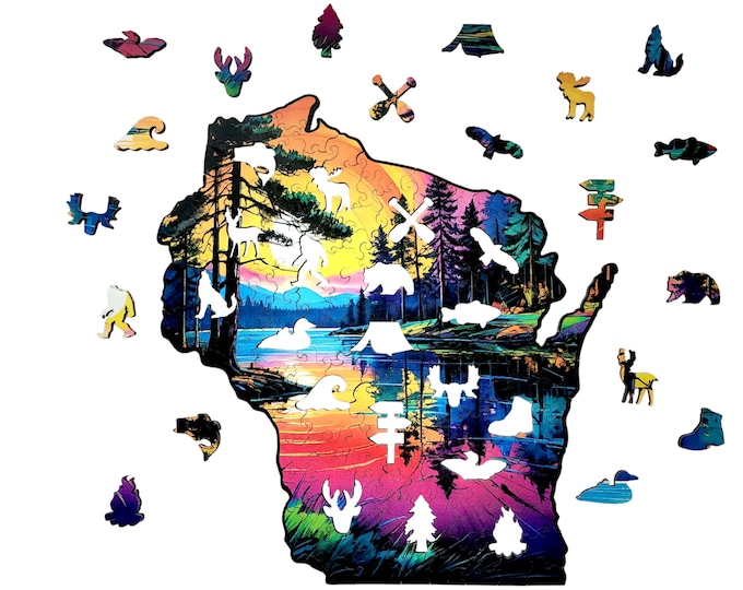 WI State Wooden Puzzle - Etsy