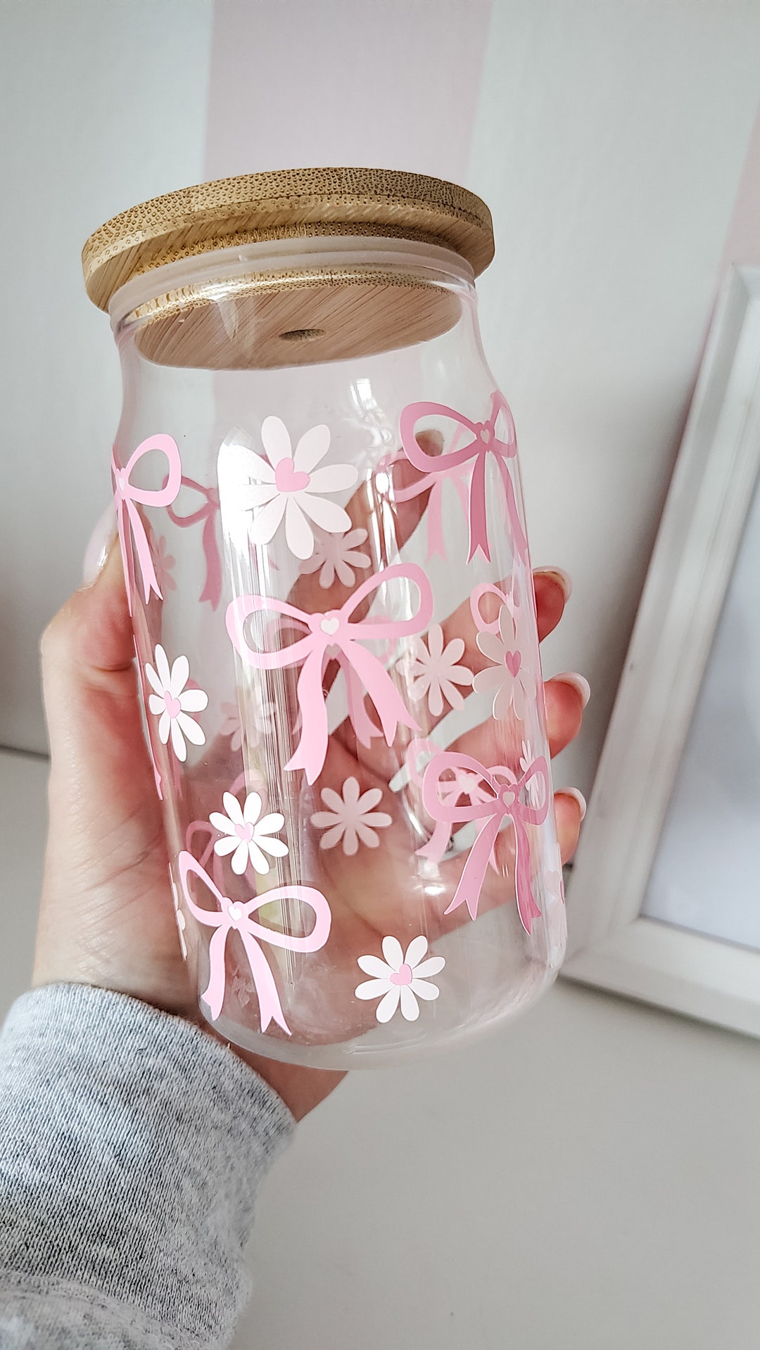 Pink Bow Glass | Girly Cup | Libbey Glass Can| Bow Cup - Etsy UK