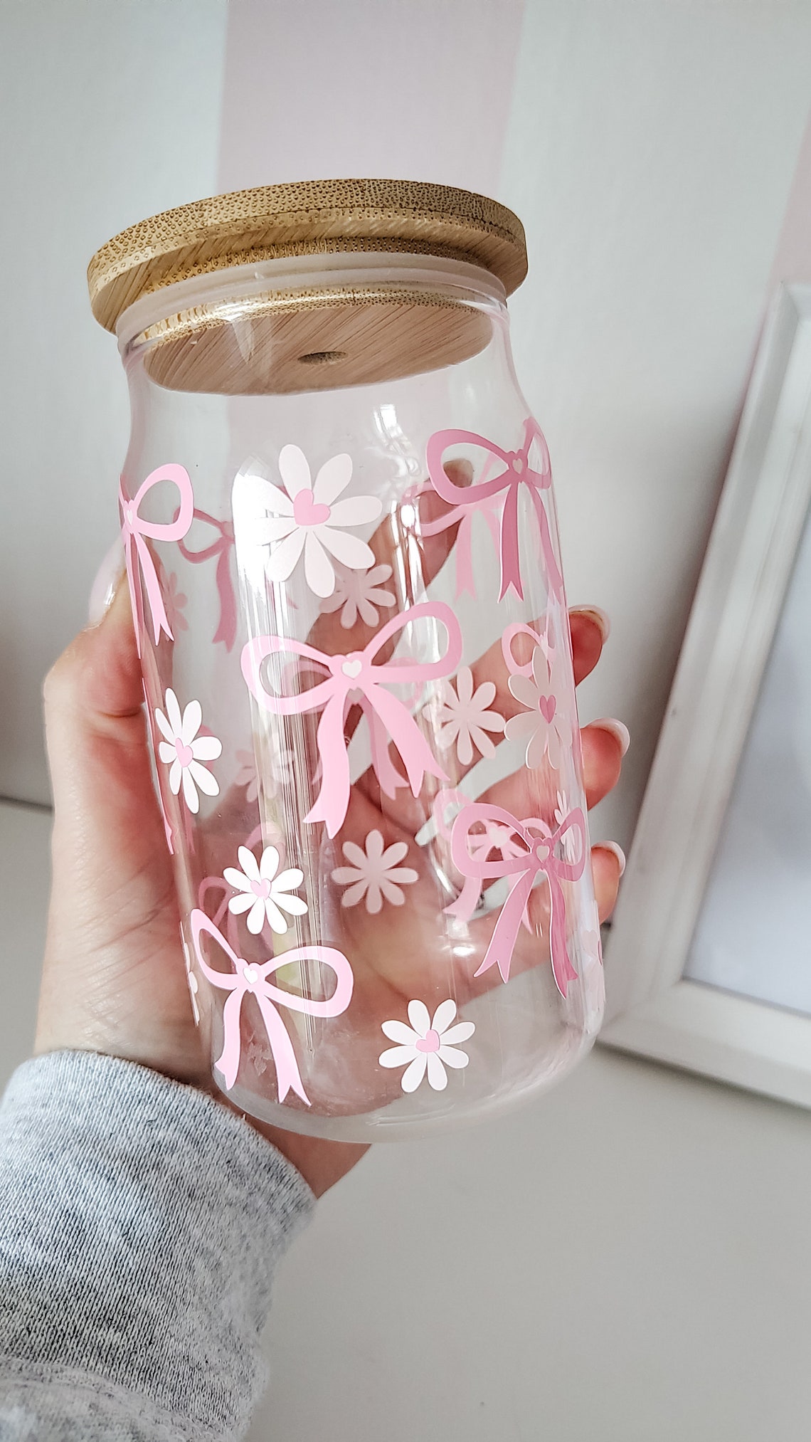 Pink Bow Glass | Girly Cup | Libbey Glass Can| Bow Cup - Etsy UK