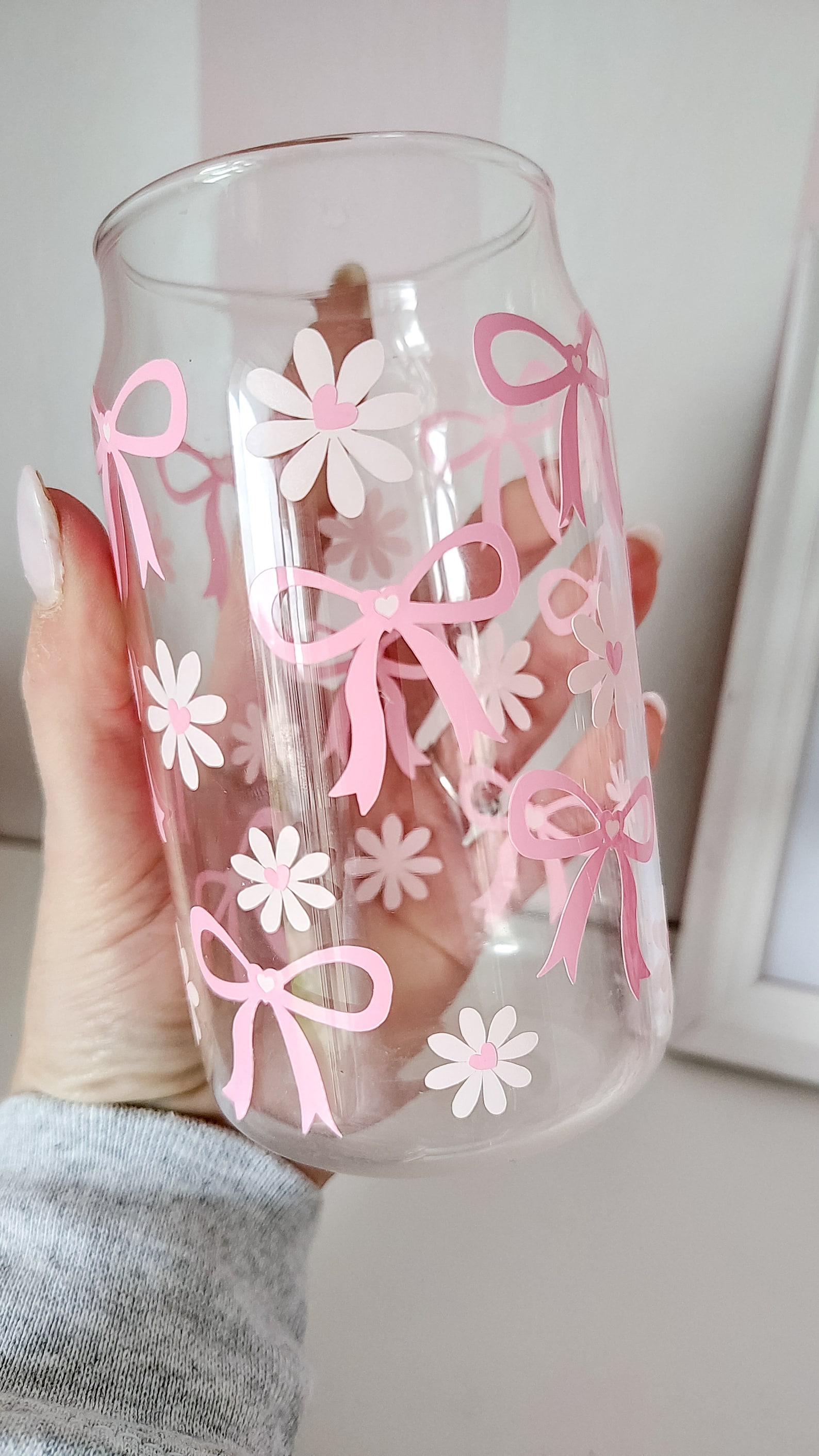 Pink Bow Glass | Girly Cup | Libbey Glass Can| Bow Cup - Etsy UK