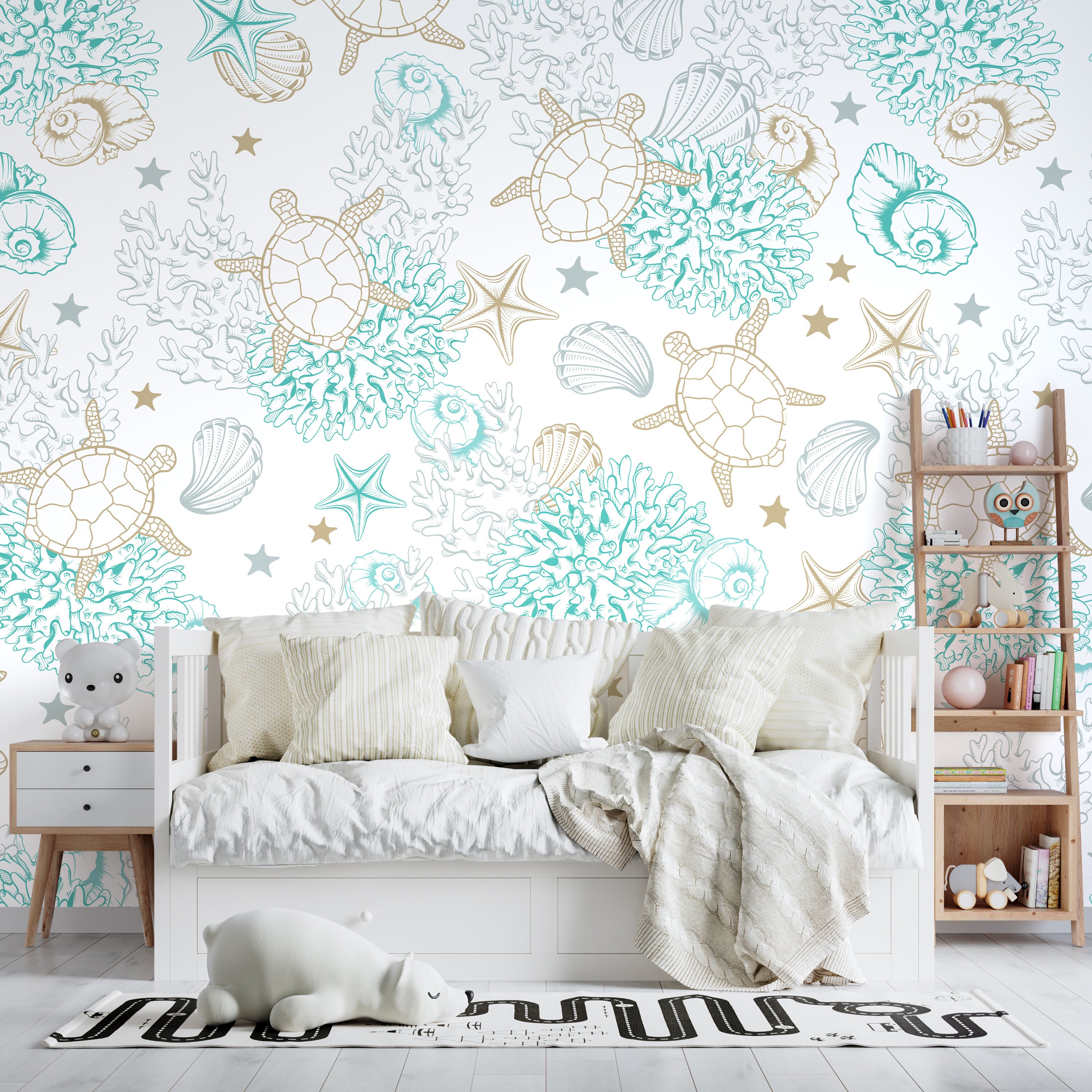 Ocean Mural Wallpaper Watercolor Wallpaper Kid Room Decor - Etsy