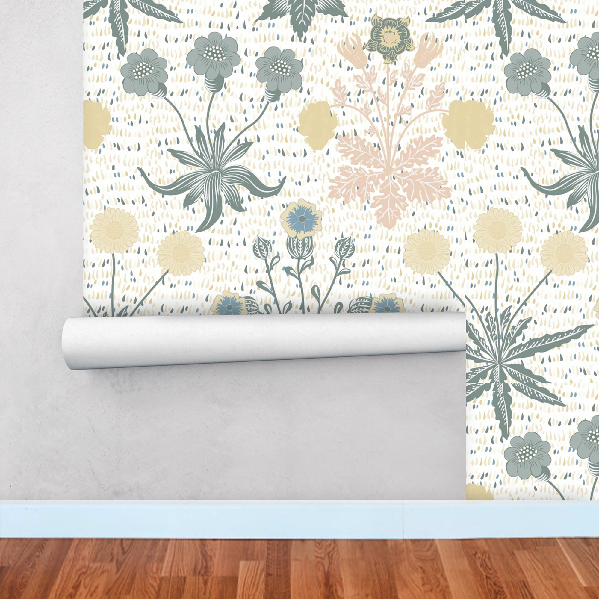 Neutral Floral Wallpaper Botanical Wallpaper Cottage - Etsy