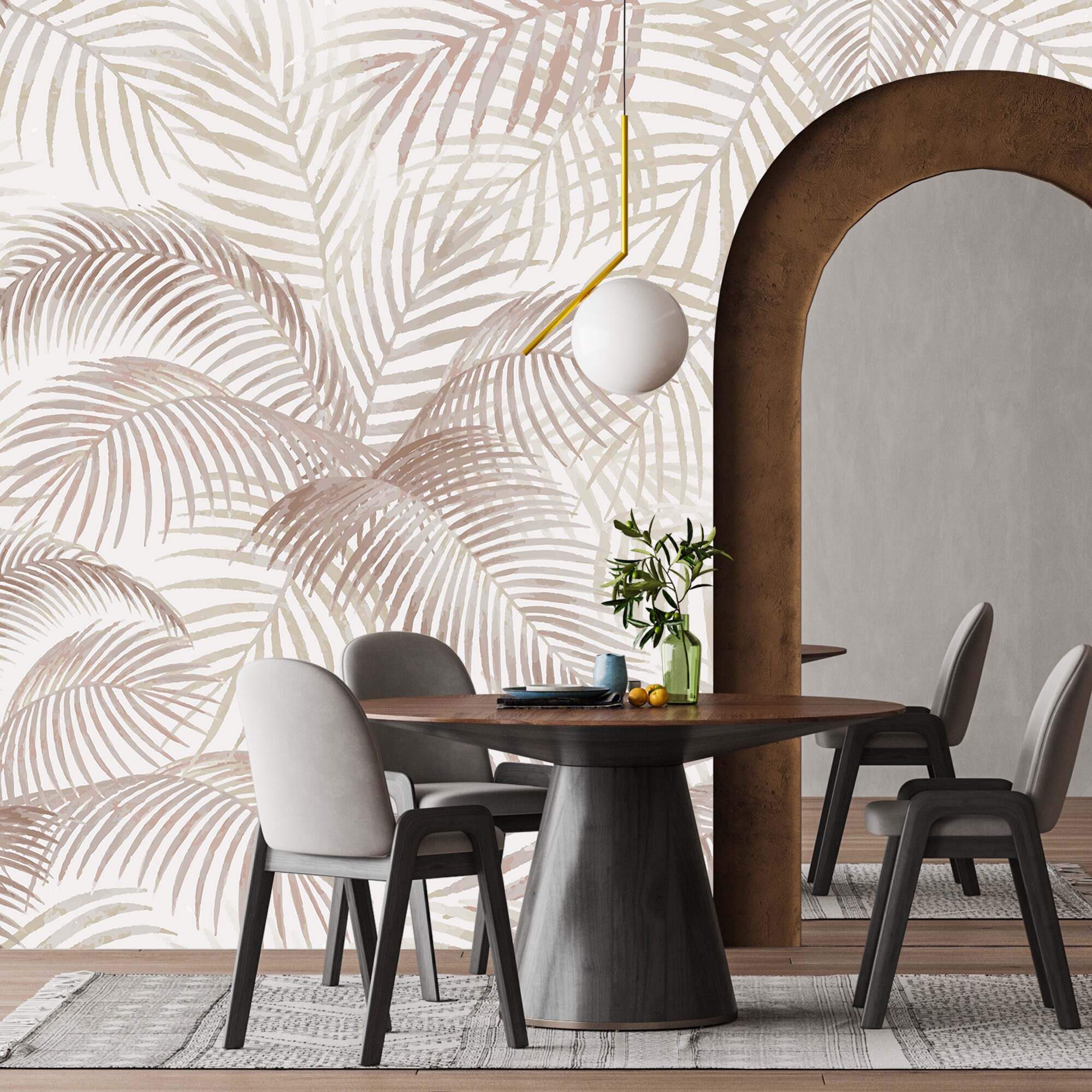 Leaf Mural Wallpaper Watercolor Wallpaper Tropical - Etsy