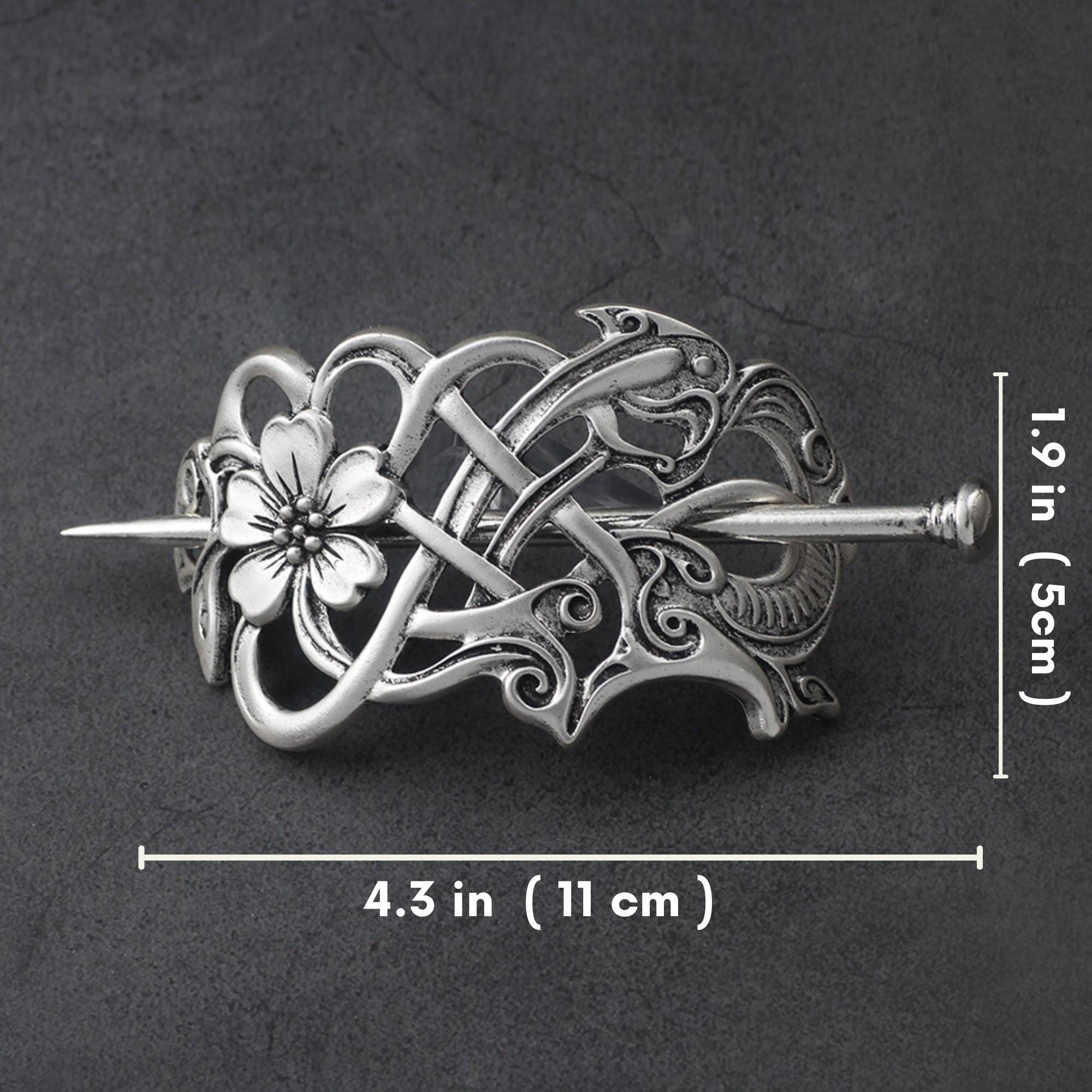 Women Metal Norse Hair Pin With Flower, Large Celtic Hair Pin, Viking ...