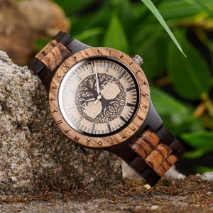 Engraved Tree of Life Wooden Watch, Meaningful Gift, Wooden Watches for ...