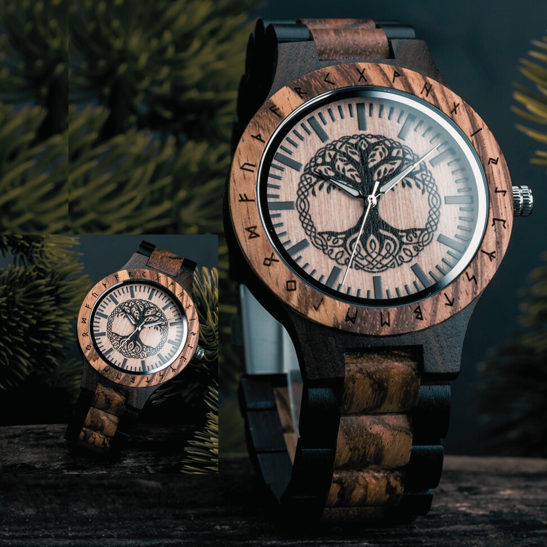 Norse Tree of Life Yggdrasil Personalized Wooden Watch, Vikings Jewelry ...