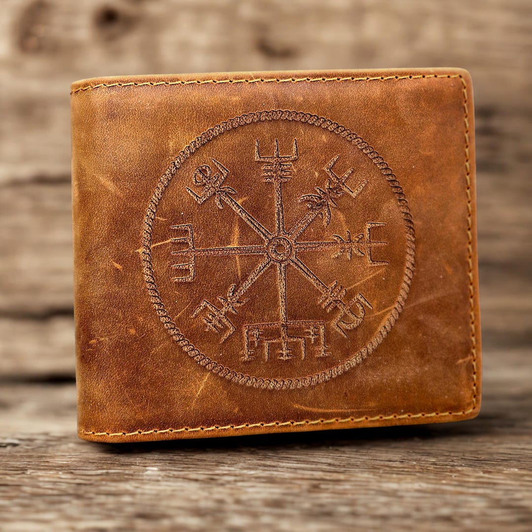 Personalized Viking Compass Leather Wallet, Birthday Gift, Viking Gifts ...