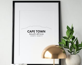 Cape Town Wall Art Printable of Table Mountain Outline - Etsy