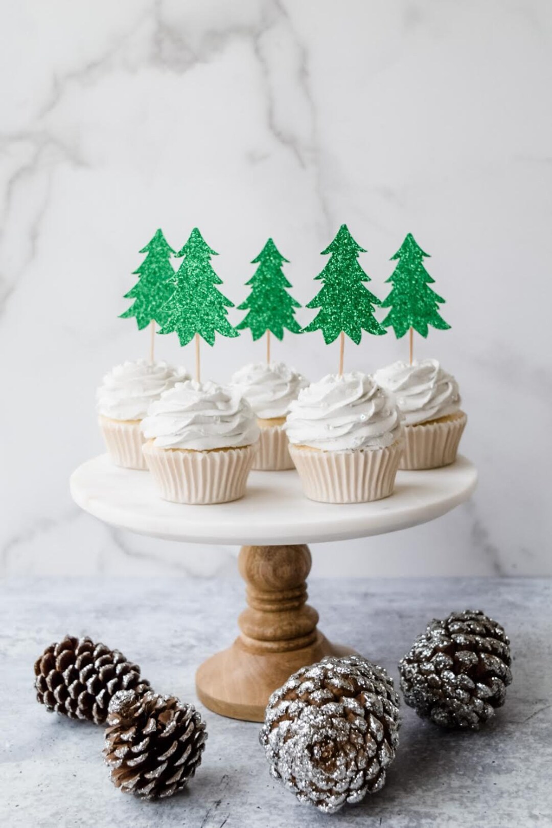 Christmas Tree Cupcake Toppers, Christmas Party Supplies, Holiday ...