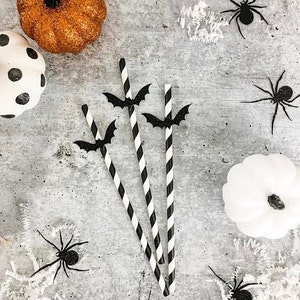 Halloween Bat Straws 12 Pack - Etsy