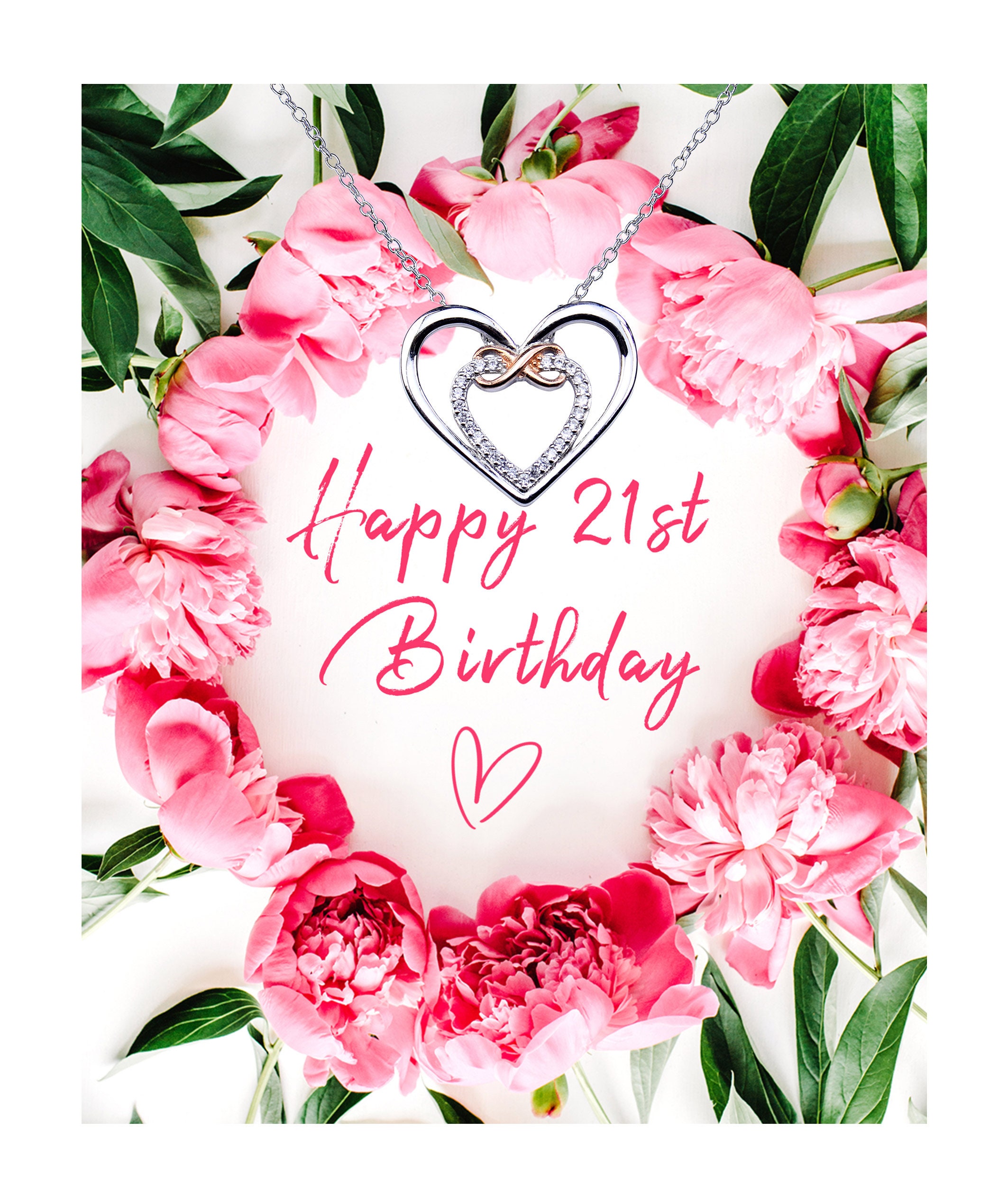 21st Birthday Gift for Her Heart Within Heart Silver and - Etsy UK