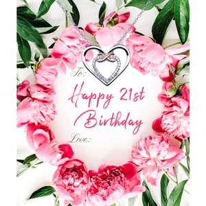 21st Birthday Gift for Her Heart Within Heart Silver and Rose Gold ...