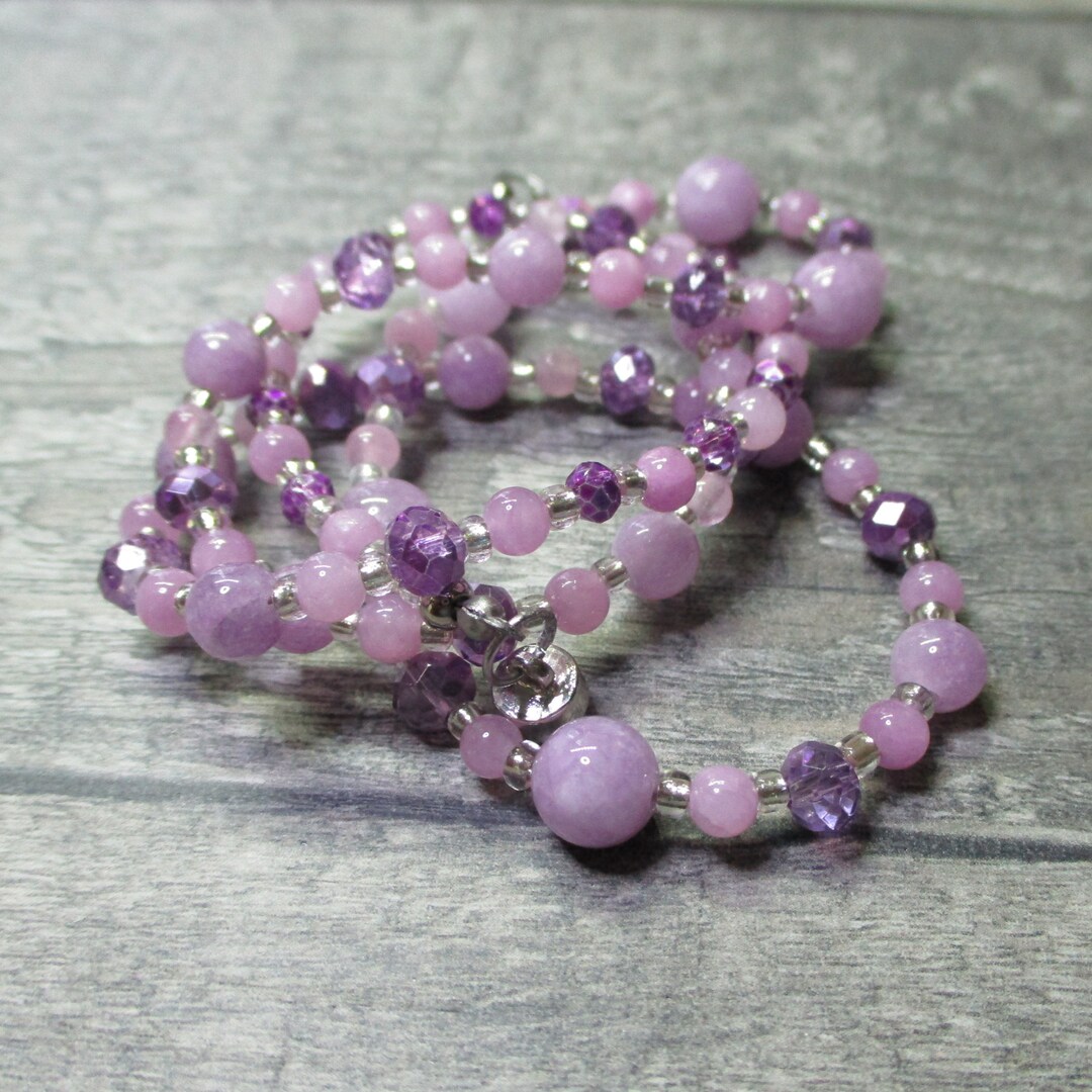 Necklace of Subtle Purple Angelite and Purple Crystal Beads - Etsy