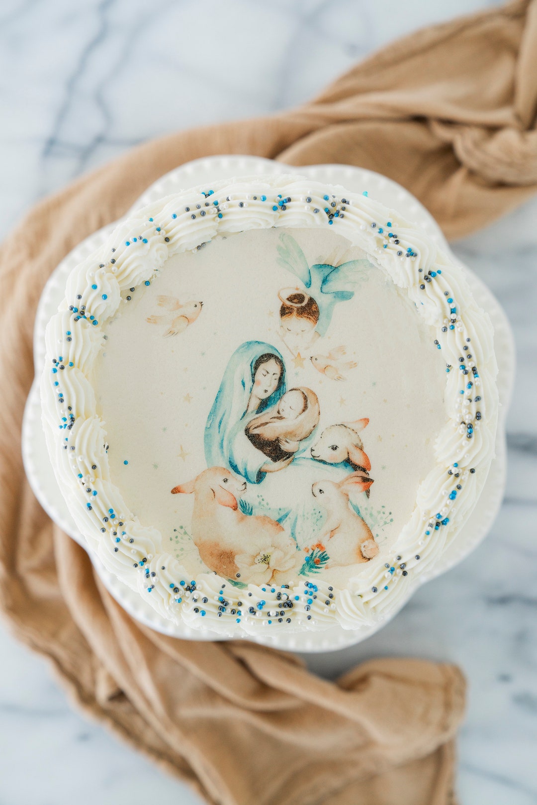 Edible Image Cake Topper Mary and Baby Jesus 5 Inch - Etsy