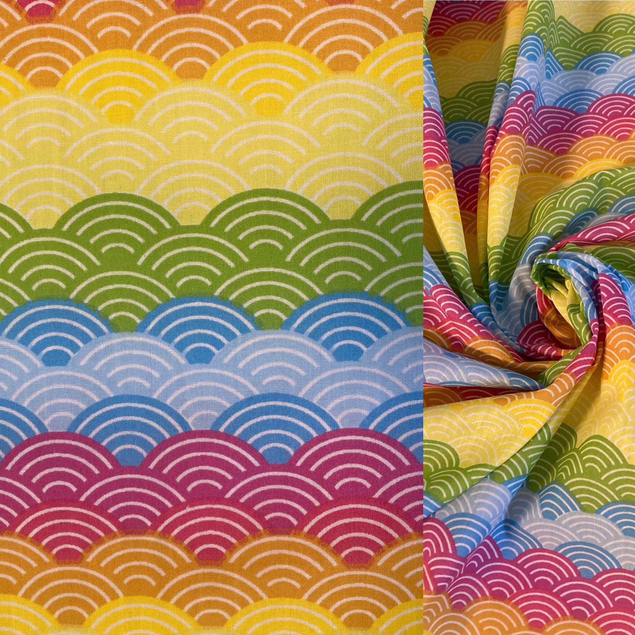 Rainbow Fabric Bright Poly Cotton Colourful Dress Fabric - Etsy UK