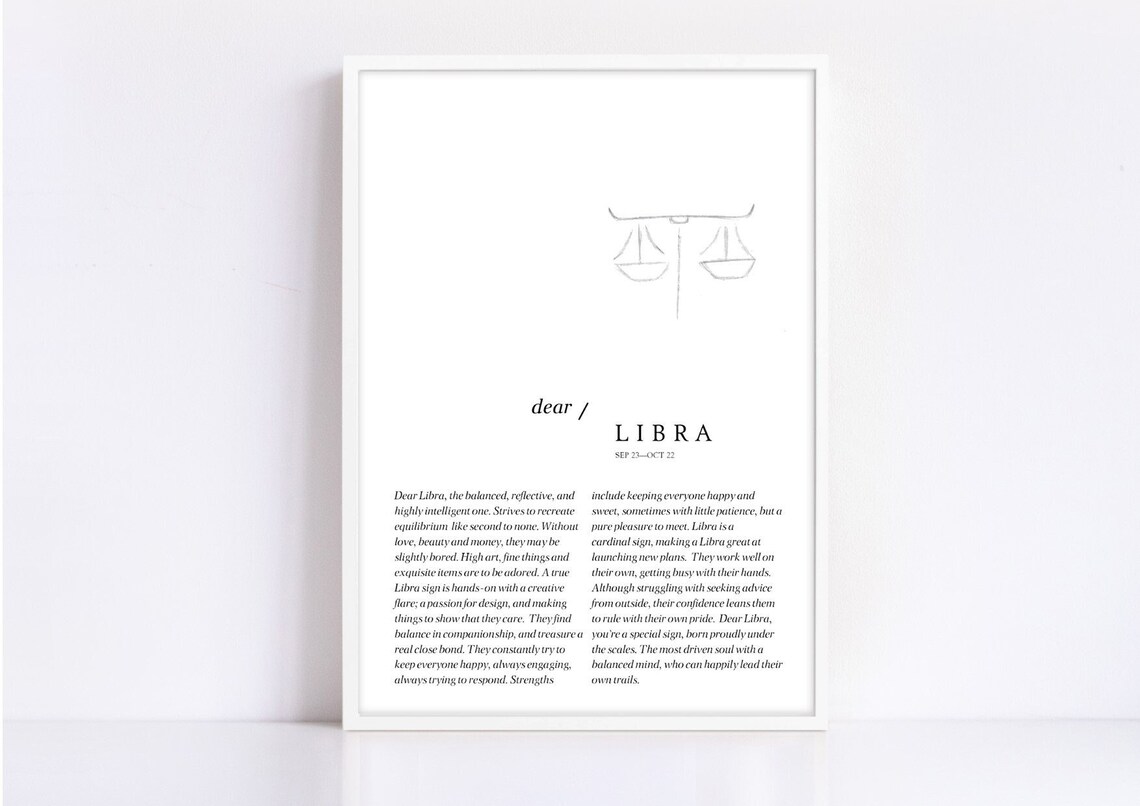 Libra Zodiac Star Sign Wall Print Gift - Etsy