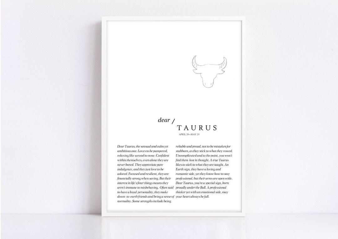 Taurus Zodiac Star Sign Wall Print Gift - Etsy