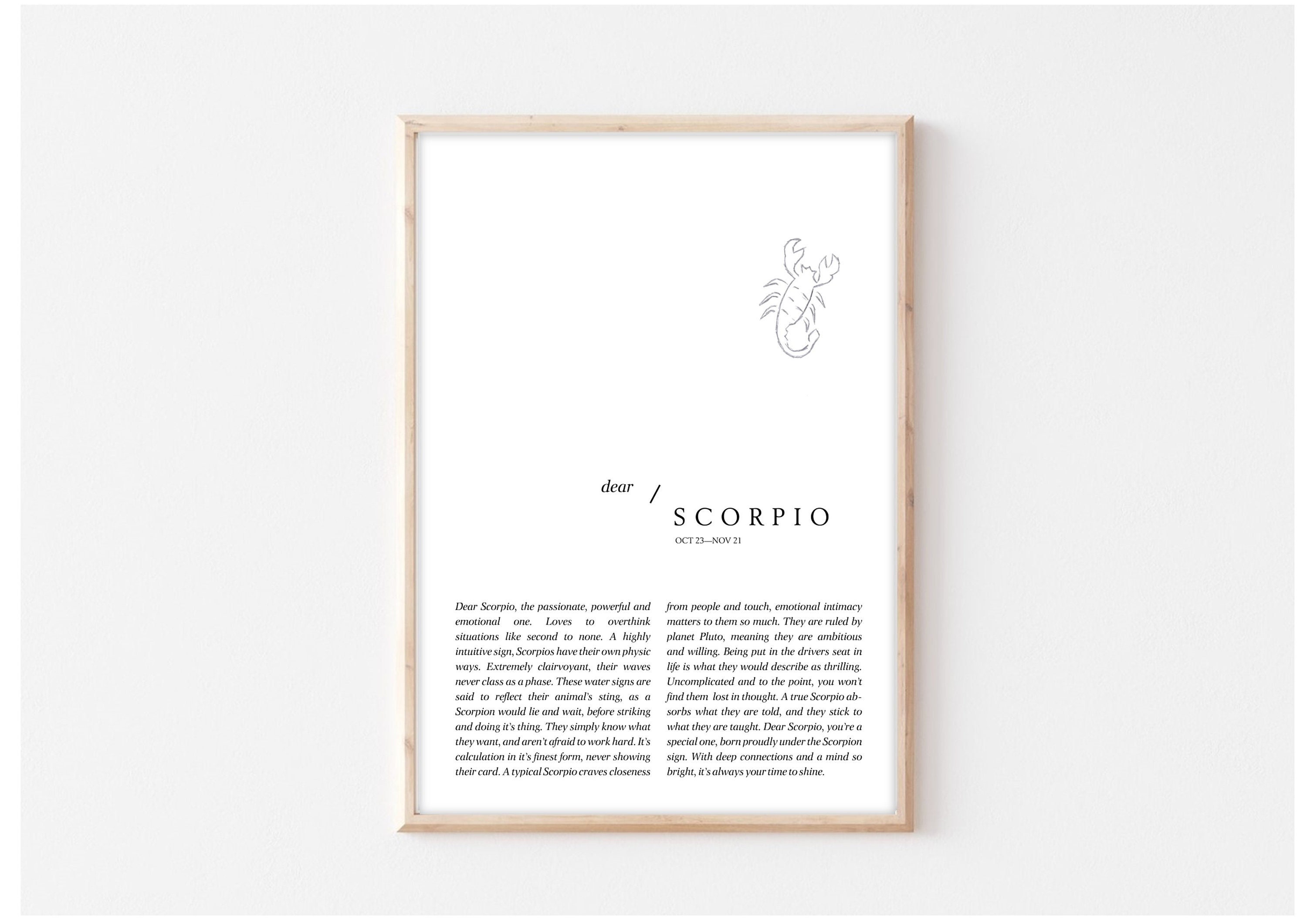 Scorpio Zodiac Star Sign Wall Print Gift - Etsy