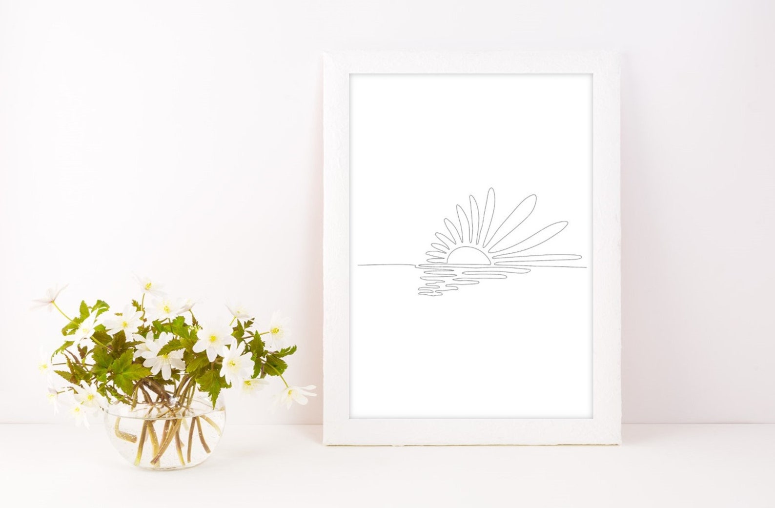 Sunset and Sunrise Line Drawing Print Line Illustration Wall - Etsy UK