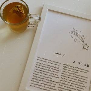 She is a Star Wall Print Gifts for Celebration - Etsy UK