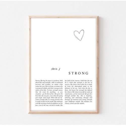 She is Strong Digital Download Wall Poem Print - Etsy