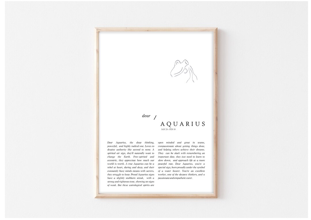 Aquarius Zodiac Star Sign Wall Print Gift - Etsy UK