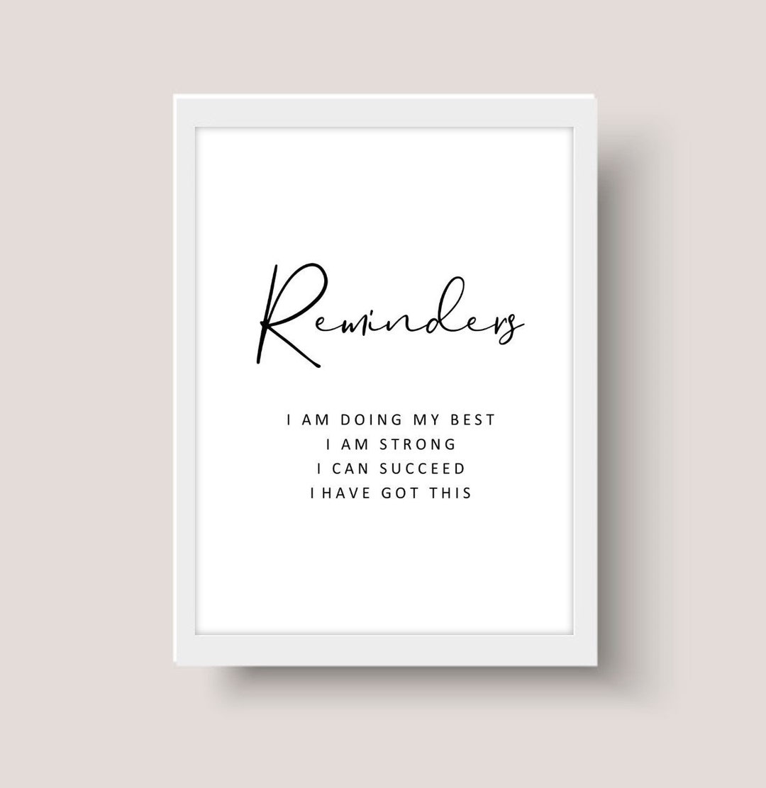 Daily Reminder Inspirational Quote Print, Motivational Quote Wall Print ...